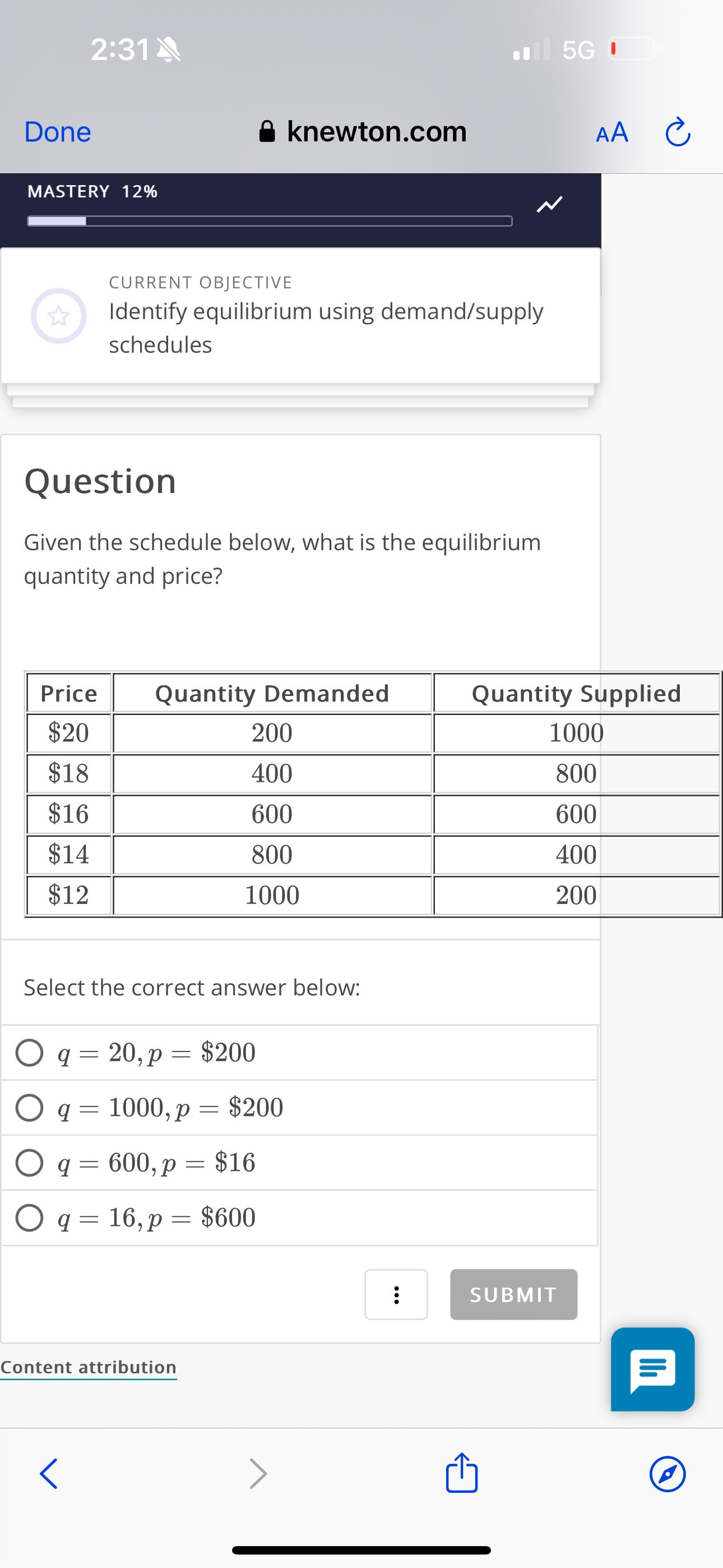 Solved 2:315G ।Donea knewton.comAAMASTERY12%CURRENT | Chegg.com