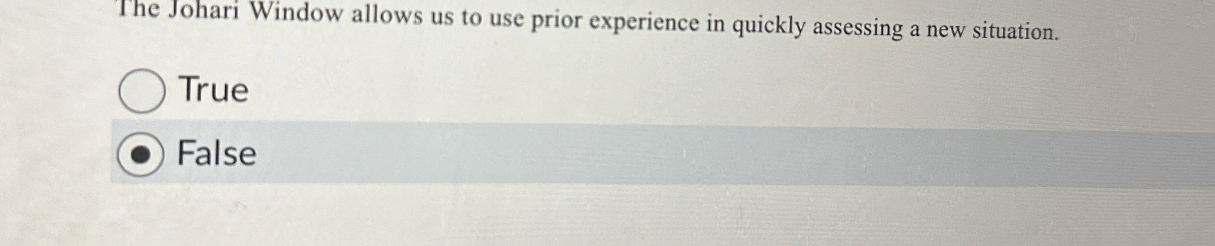 Solved The Johari Window allows us to use prior experience | Chegg.com