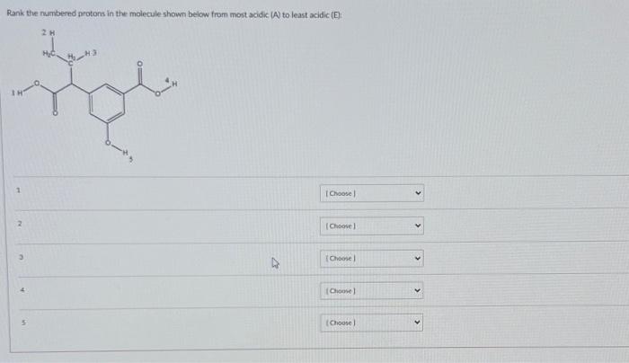Solved Rank the numbered protons in the molecule shown below | Chegg.com