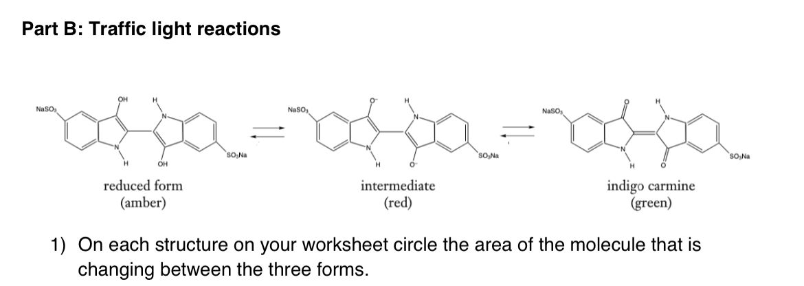 Solved Part B: Traffic light reactionsreduced form(amber)On | Chegg.com
