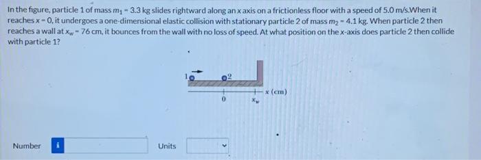 Solved In the figure, particle 1 of mass m1=3.3 kg slides | Chegg.com