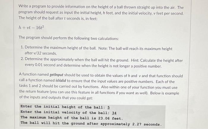 Solved Write a program to provide information on the height | Chegg.com