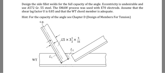 Solved Design the side fillet welds for the full capacity of | Chegg.com