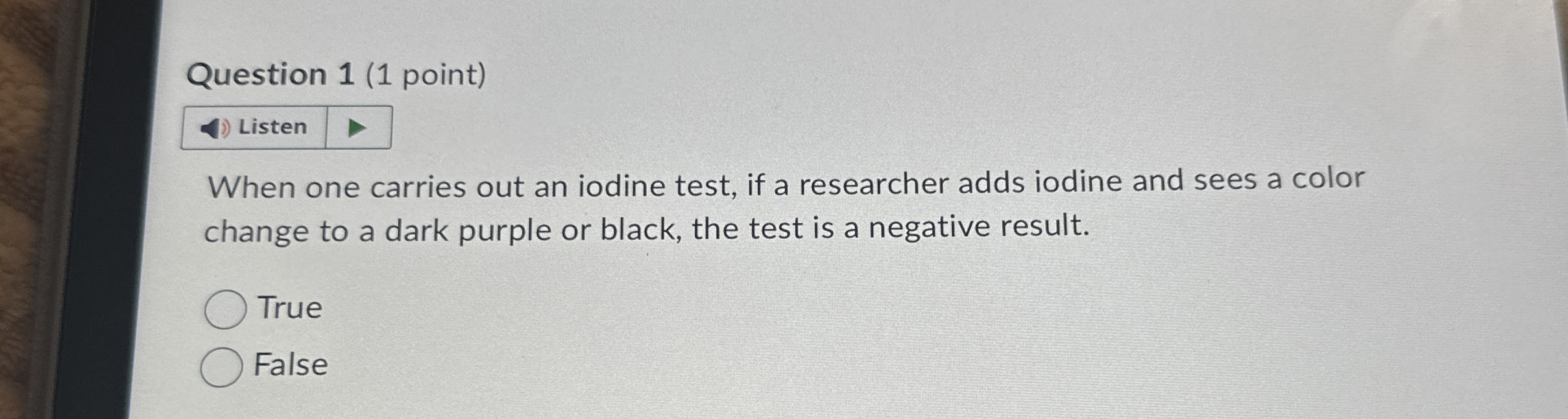 Solved Question 1 (1 ﻿point)When one carries out an iodine | Chegg.com