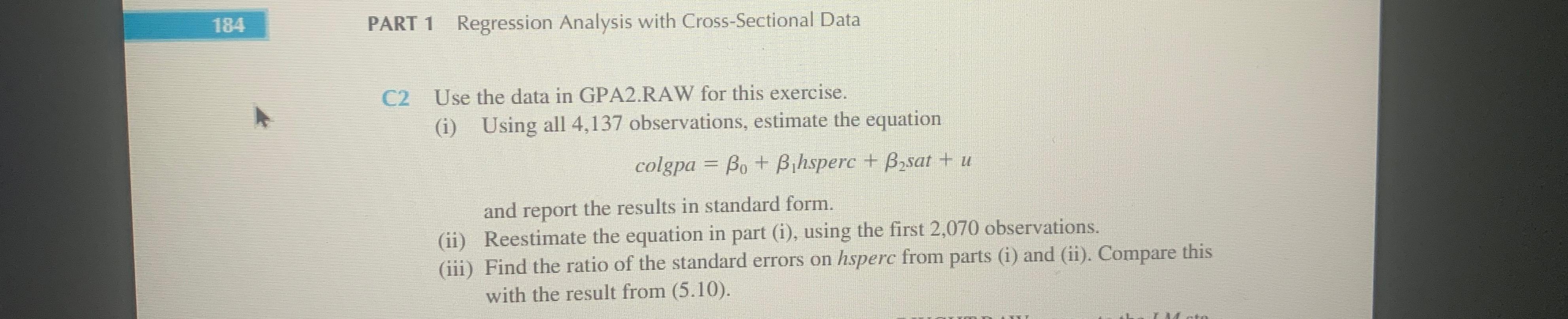 Solved Steps for184PART 1 ﻿Regression Analysis with | Chegg.com