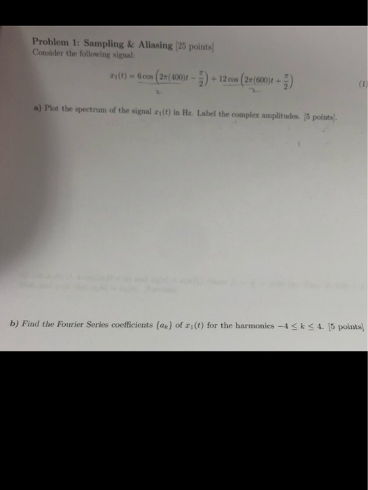 Solved Problem 1: Sampling & Aliasing (25 points) Consider | Chegg.com