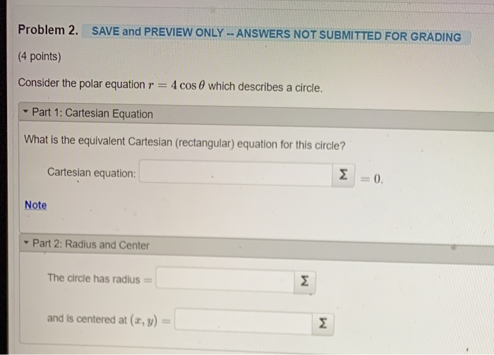 Solved Problem 2. SAVE and PREVIEW ONLY -- ANSWERS NOT | Chegg.com