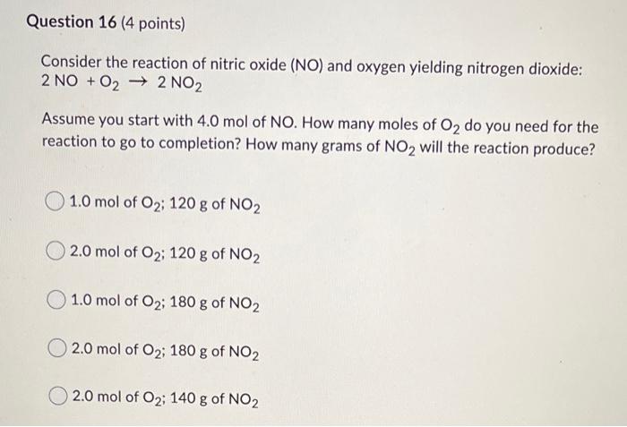 Solved Consider the reaction of nitric oxide (NO) and oxygen | Chegg.com