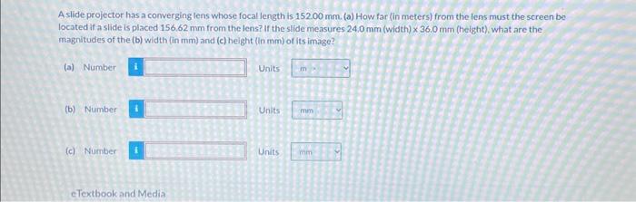 Solved A slide projector has a converging lens whose focal | Chegg.com