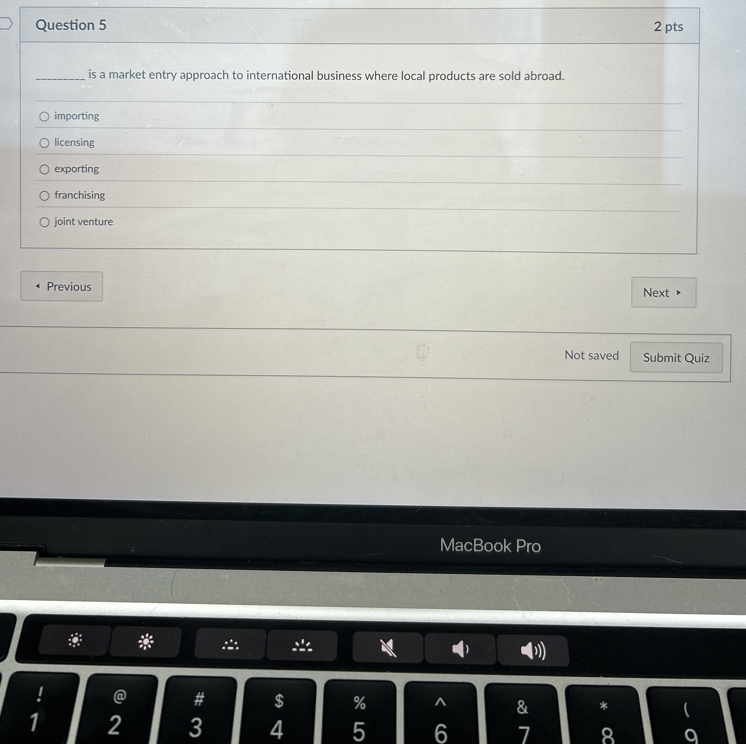 Solved Question 52 ﻿ptsis a market entry approach to | Chegg.com