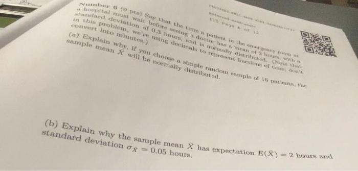 Solved (b) Explain why the sample mean X has expectation | Chegg.com