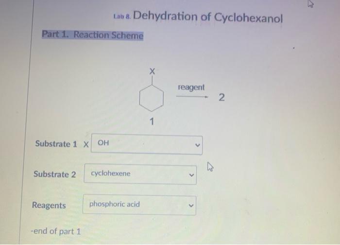 Solved Lab 8: Dehydration of Cyclohexanol The following | Chegg.com