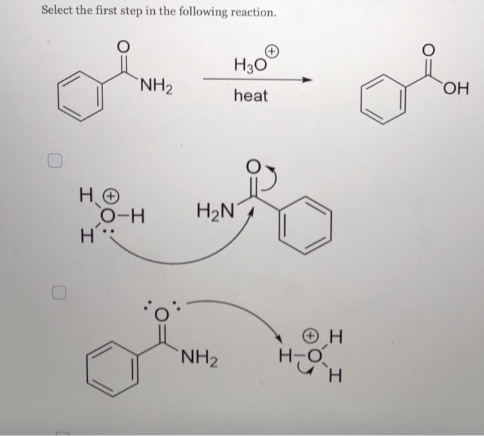 Solved Select the first step in the following reaction. НО | Chegg.com
