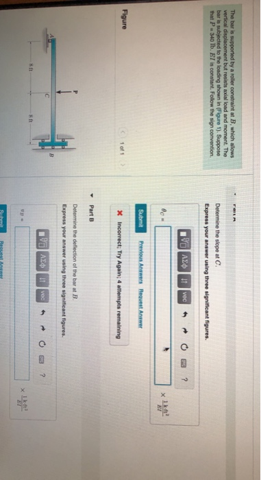 Solved The bar is supported by a roller constraint at B, | Chegg.com
