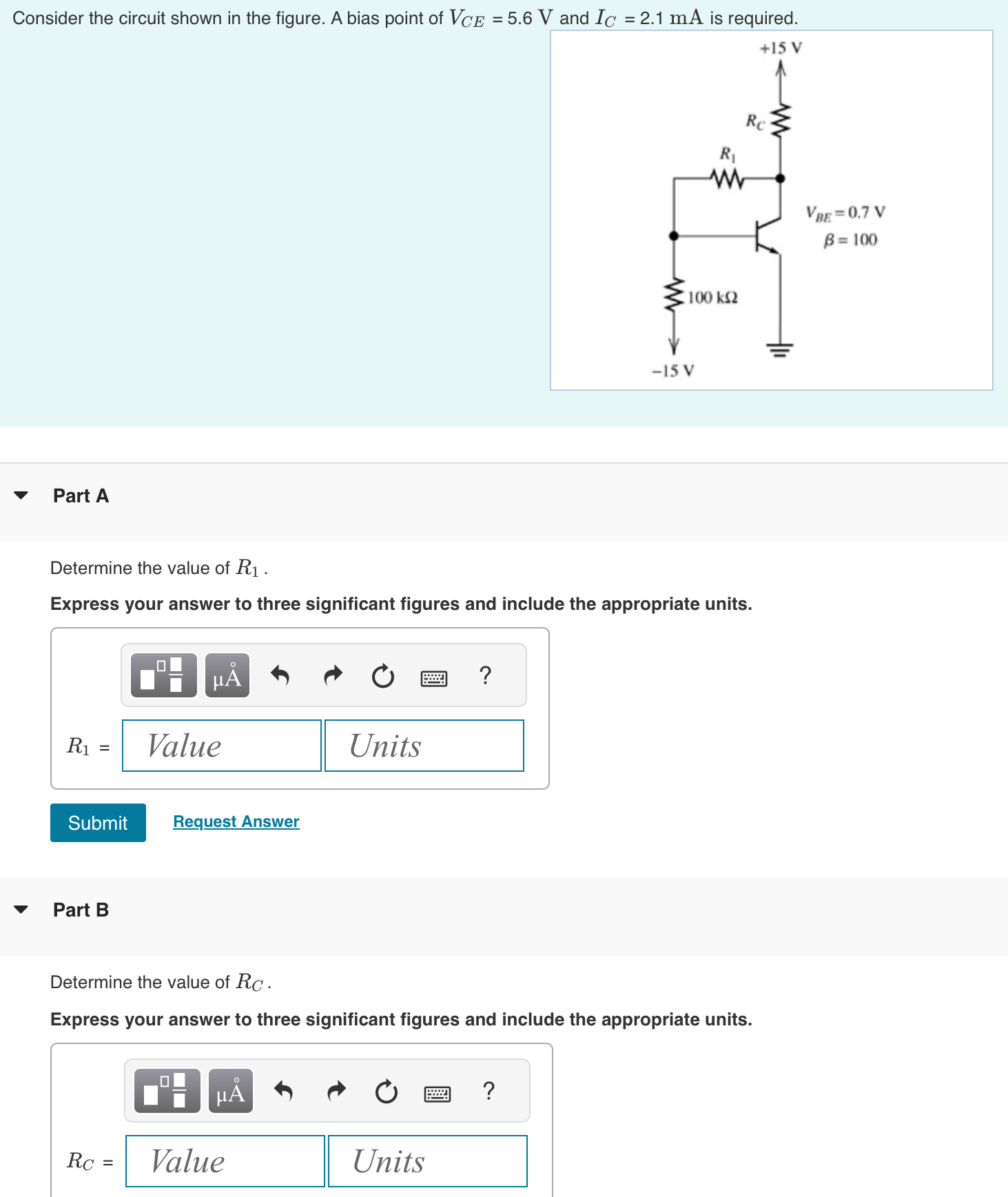 Solved Consider the circuit shown in the figure. A bias | Chegg.com