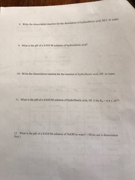 Solved Write The Dissociation Reaction For The Dissolution