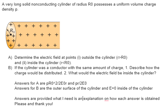 Solved A very long solid nonconducting cylinder of radius R0 | Chegg.com