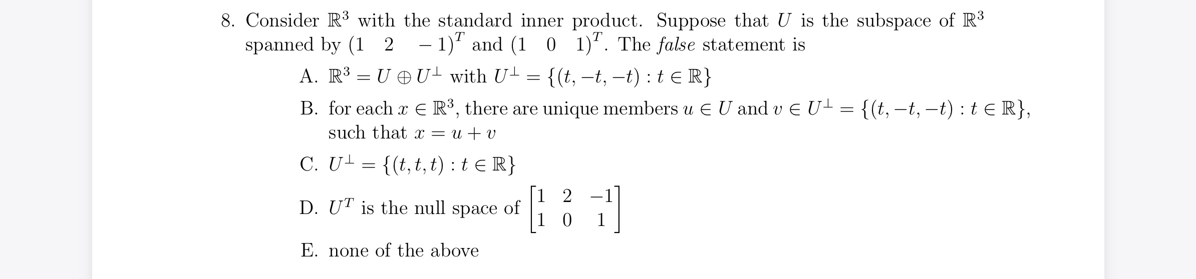 Solved Consider R3 ﻿with the standard inner product. Suppose | Chegg.com