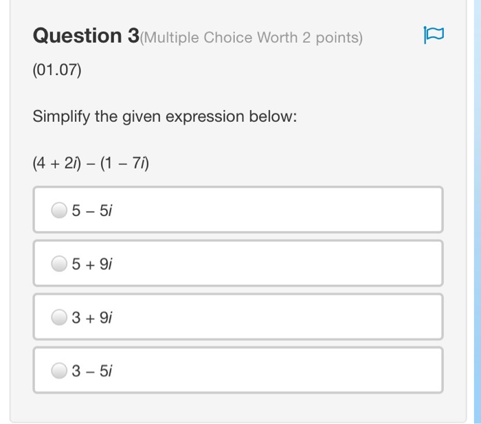 Solved Question 3 Multiple Choice Worth 2 points) (01.07) | Chegg.com
