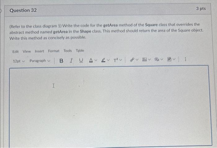 Solved Class diagram 1 (questions 30 through 32) Write the | Chegg.com