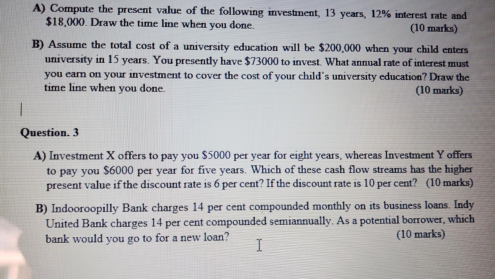 Solved A) Compute the present value of the following | Chegg.com