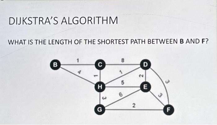 Solved WHAT IS THE LENGTH OF THE SHORTEST PATH BETWEEN B AND | Chegg.com