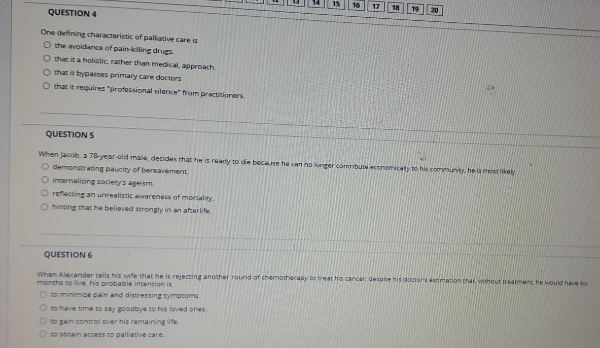 Solved 16 17 18 QUESTION 4 19 20 One defining characteristic | Chegg.com