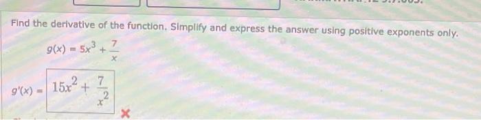 Solved Find the derivative of the function. Simplify and | Chegg.com