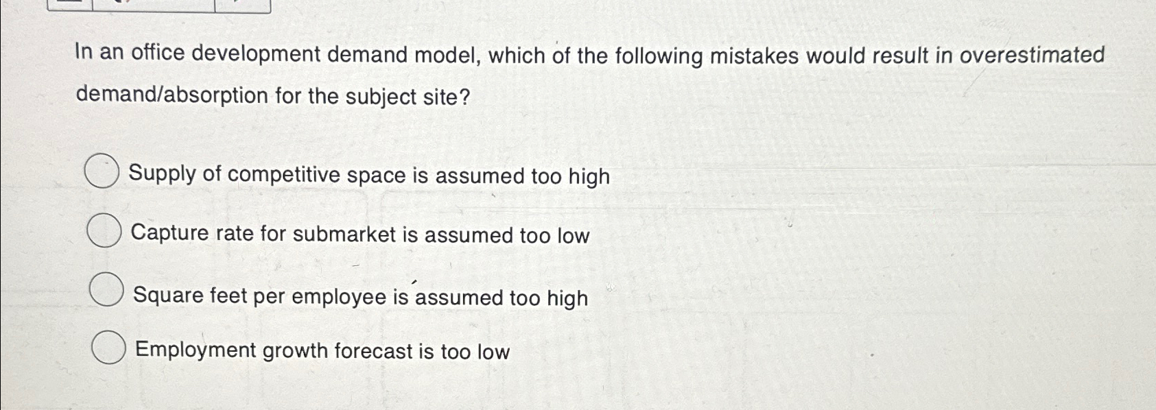 Solved In an office development demand model, which of the | Chegg.com
