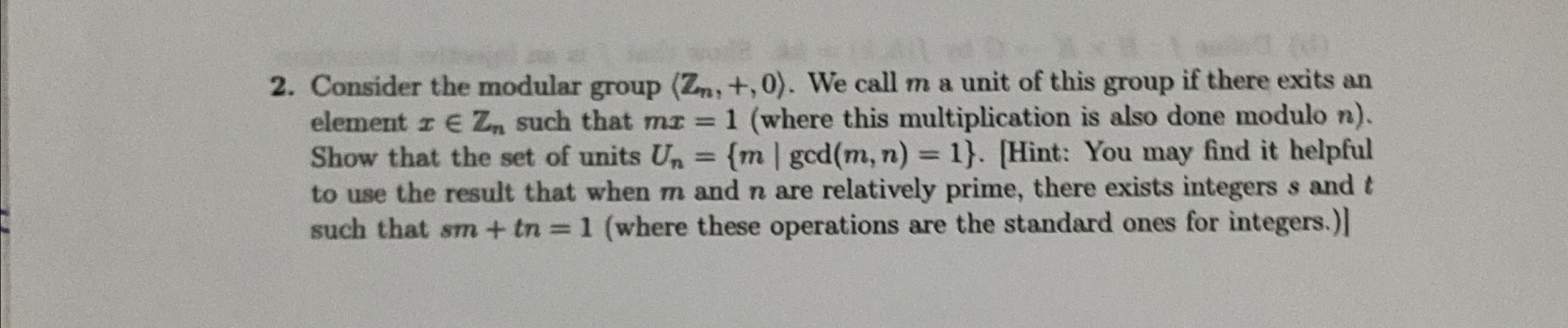 Solved Consider the modular group (:Zn,+,0:). ﻿We call m ﻿a | Chegg.com