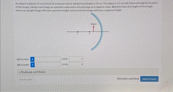 Solved An object is placed 12 cm in front of a concave | Chegg.com