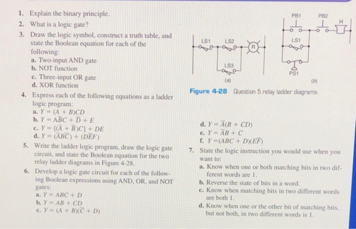 PB1 PR2 LS1 Figure 4-28 Question 5 relay ladder | Chegg.com