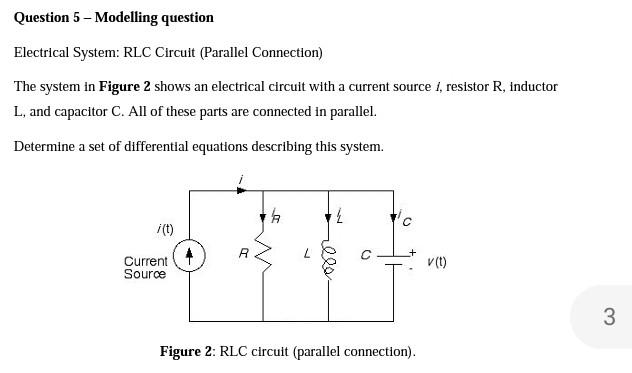Solved Question 5-Modelling question Electrical System: RLC | Chegg.com