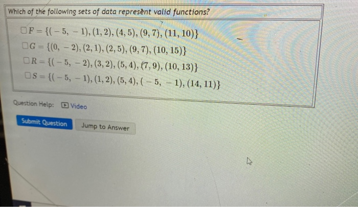 Solved Which of the following sets of data represent valid | Chegg.com