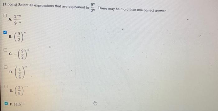 Solved (1 point) Select all expressions that are equivalent | Chegg.com