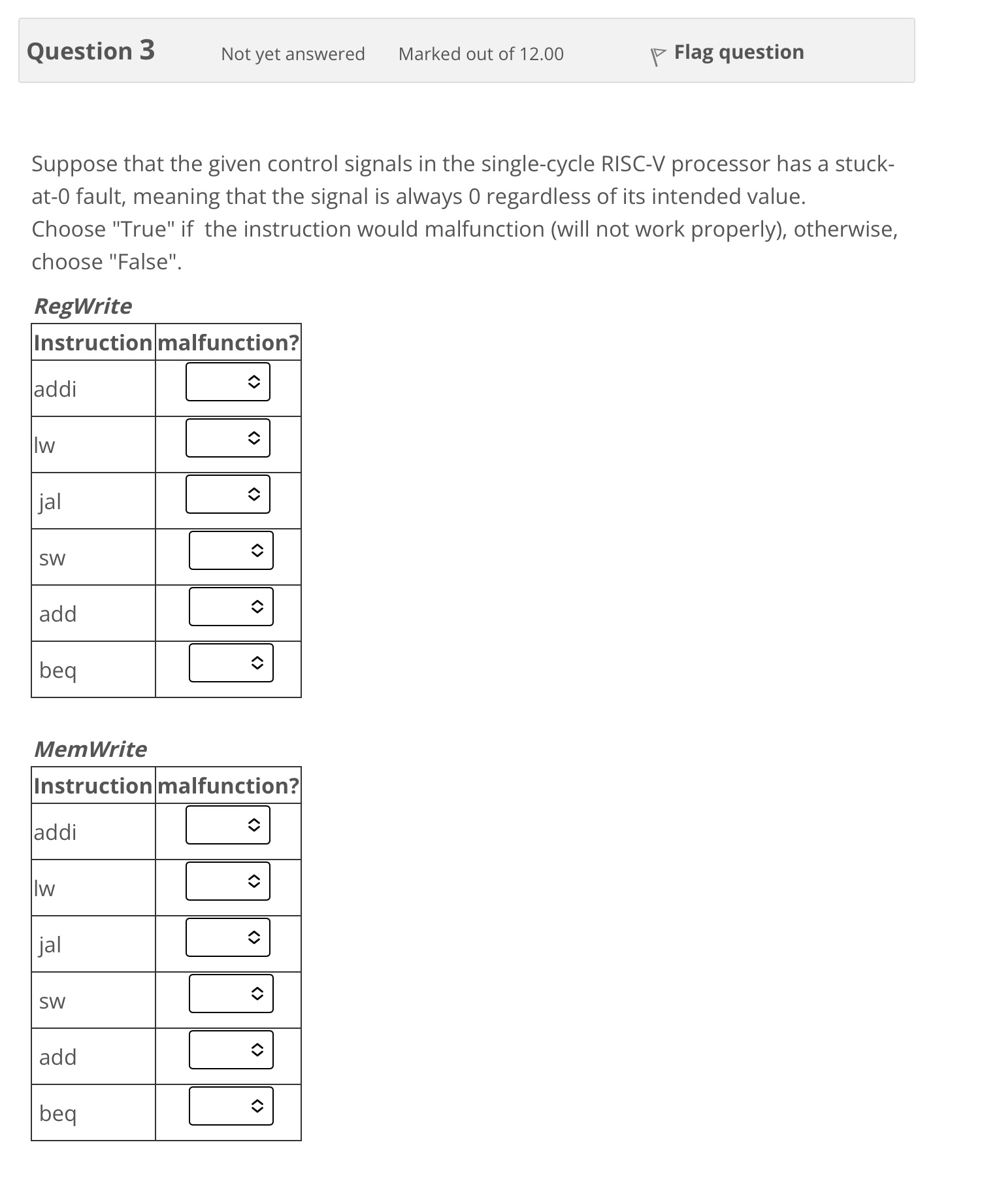 Solved Question 3Not yet answeredMarked out of 12.00Flag | Chegg.com