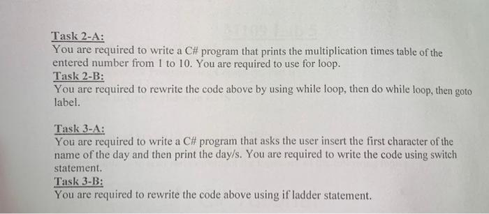 Solved Task 2-A: You are required to write a C# program that | Chegg.com