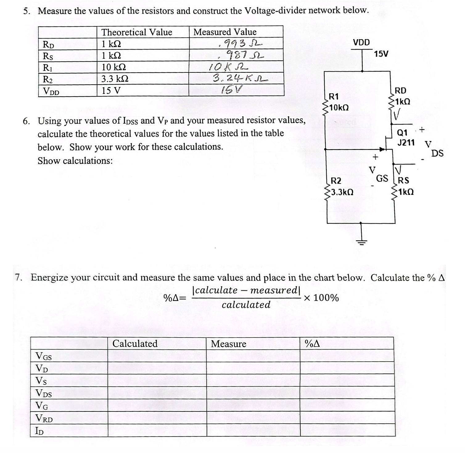 Solved Measure the values of the resistors and construct the | Chegg.com