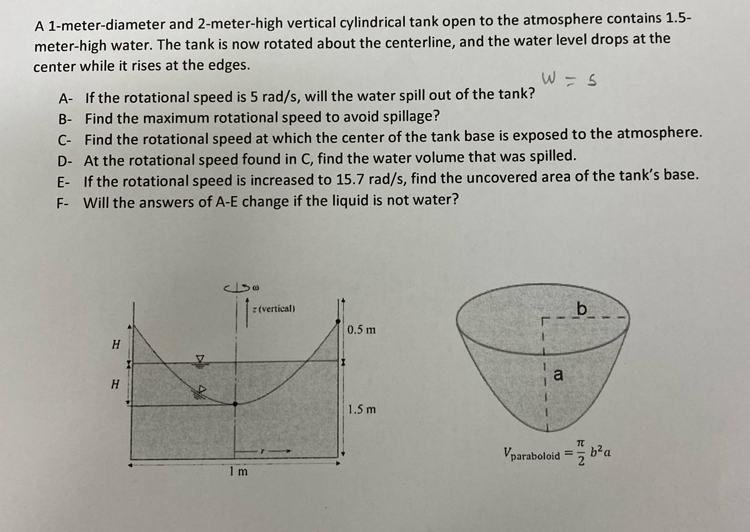 Solved A 1-meter-diameter and 2-meter-high vertical | Chegg.com