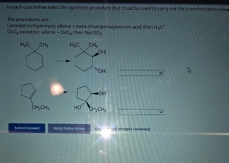 Solved In each case below select the synthetic procedure | Chegg.com
