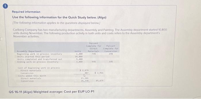 Solved Required informotion Use the following information | Chegg.com