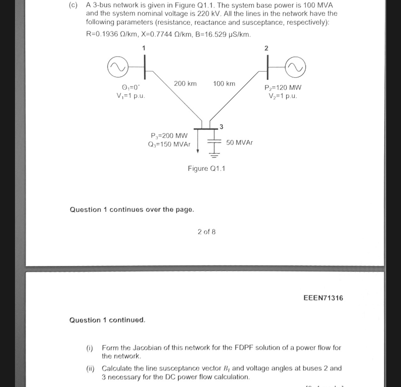 Solved (c) ﻿A 3-bus network is given in Figure Q1.1. ﻿The | Chegg.com