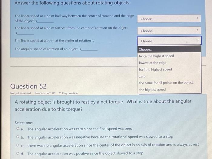 Solved Answer the following questions about rotating | Chegg.com