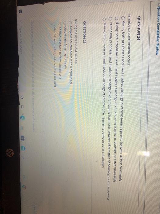 Solved Question Completion Status: QUESTION 24 In melosis, | Chegg.com