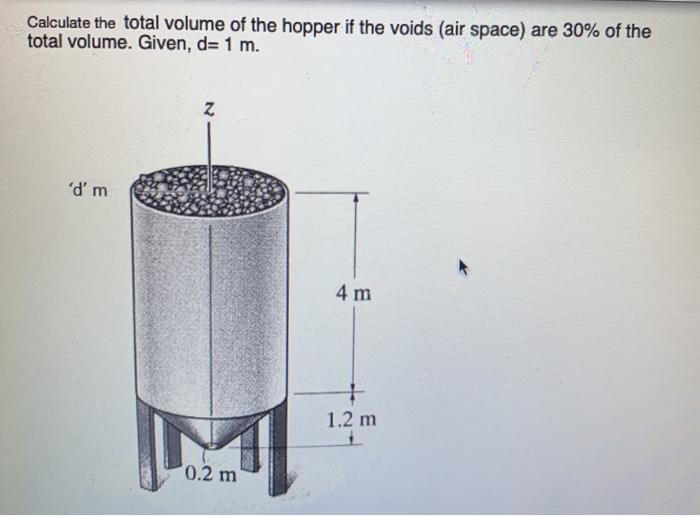 Solved Calculate the total volume of the hopper if the voids | Chegg.com