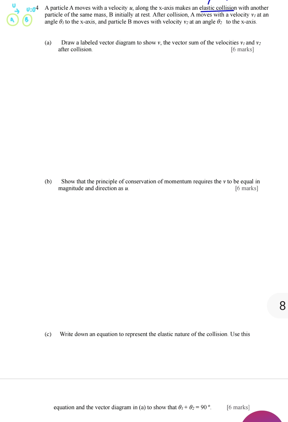 Solved U:04 ﻿A particle A moves with a velocity u, ﻿along | Chegg.com