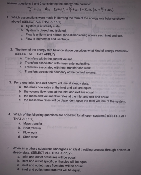 Solved Answer questions 1 and 2 considering the energy rate | Chegg.com