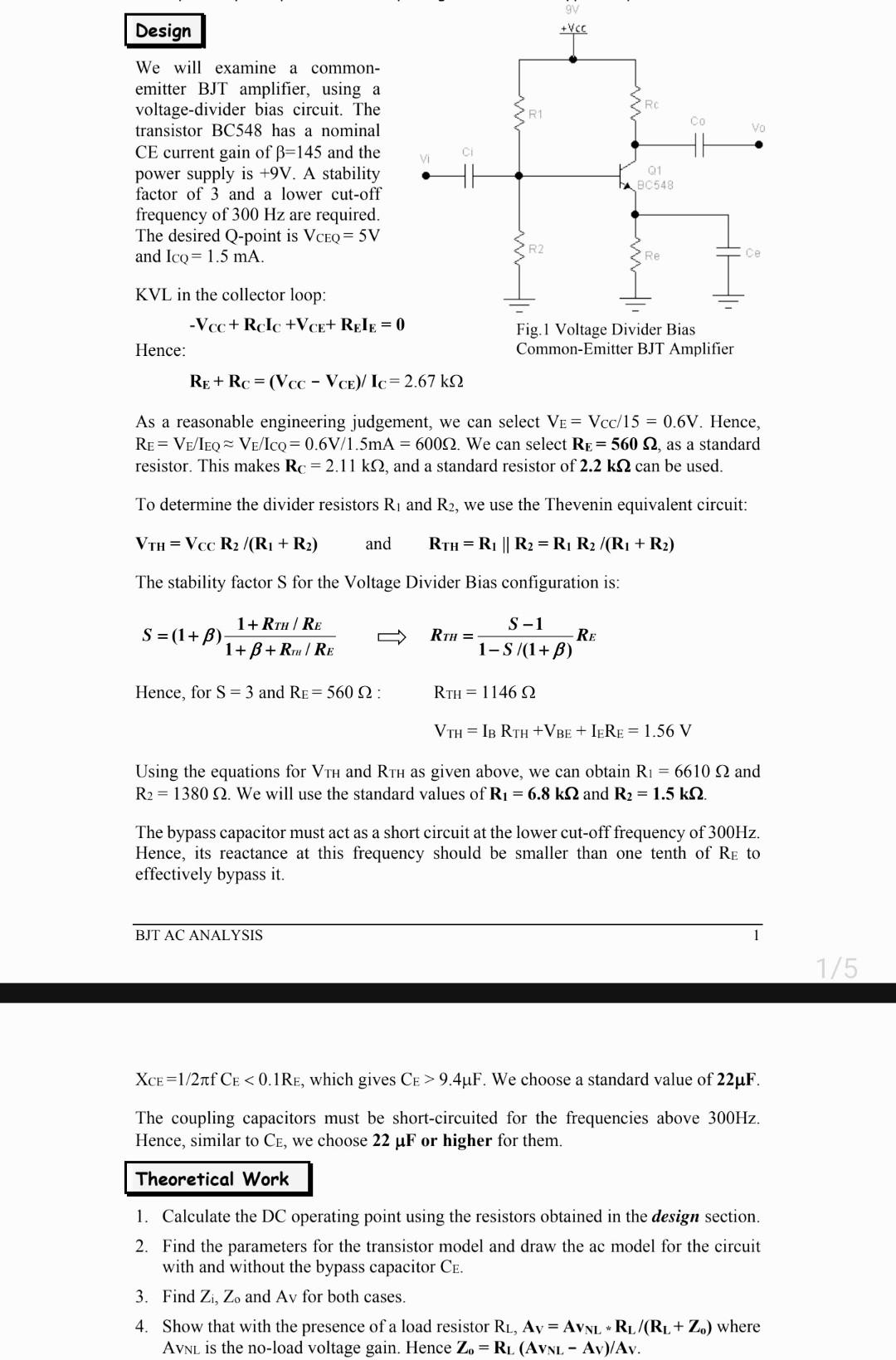 Solved We will examine a commonemitter BJT amplifier, using | Chegg.com
