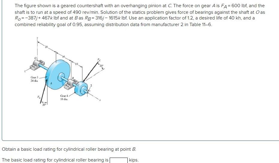 Solved The figure shown is a geared countershaft with an | Chegg.com