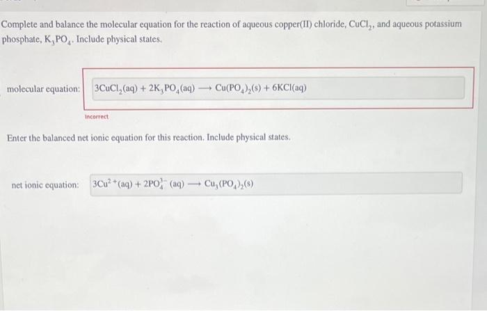 Solved phosphate, K3PO4. Include physical states. molecular | Chegg.com